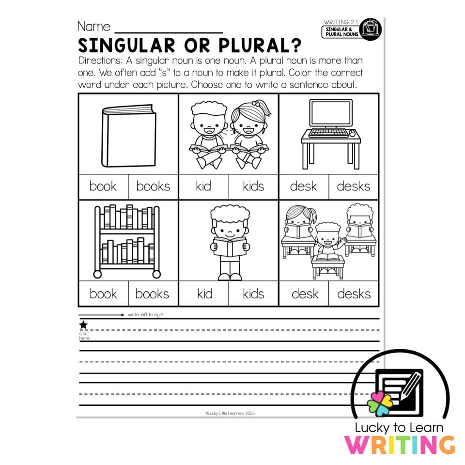 Lucky to Learn Writing 1st Grade - Intro to Informational - Writing 2.1 ...