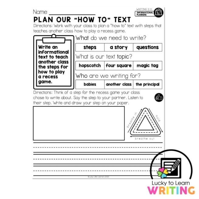 Lucky to Learn Writing 1st Grade - Intro to Informational - Writing 2. ...