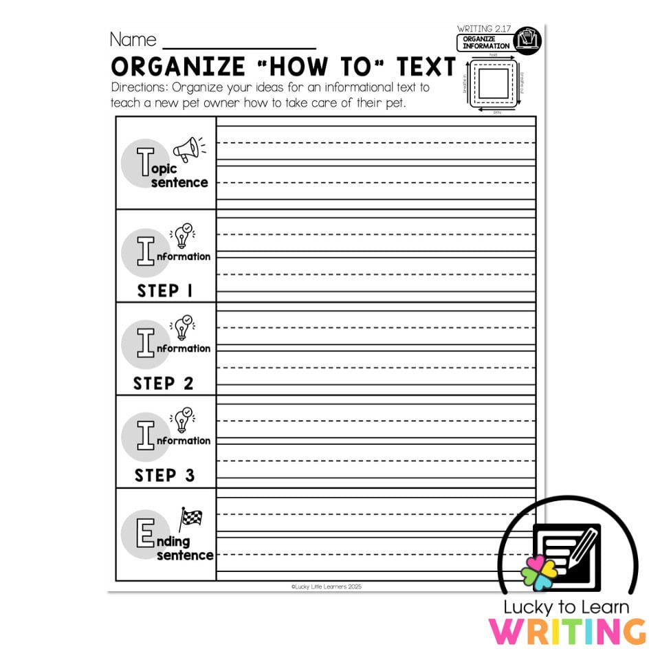 Lucky to Learn Writing 1st Grade - Intro to Informational - Writing 2. ...