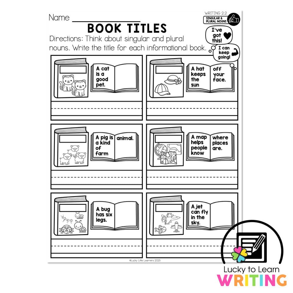 Lucky to Learn Writing 1st Grade - Intro to Informational - Writing 2.2 ...