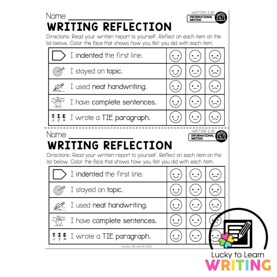 Lucky to Learn Writing 1st Grade - Intro to Informational - Writing 2. ...