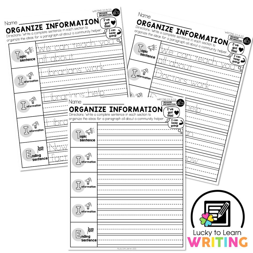 Lucky to Learn Writing 1st Grade - Intro to Informational - Writing 2.4 ...