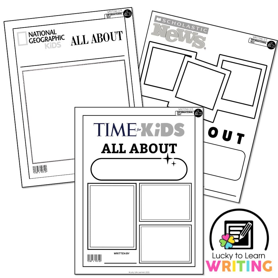 Lucky to Learn Writing 1st Grade - Intro to Informational - Writing 2.9 ...