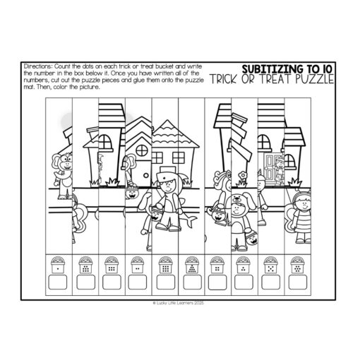 Math Worksheet - October - Subitizing to 10 - Trick or Treat Subitizing ...