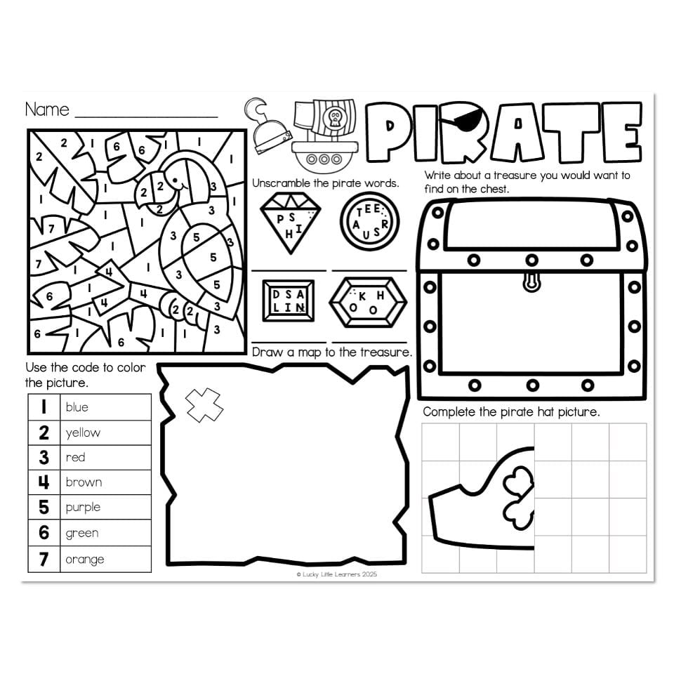 Placemat - Pirate - Lucky Little Learners
