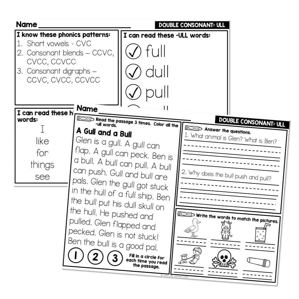 2nd Grade Decodable Phonics Passage – Short Vowels Double Consonants ...