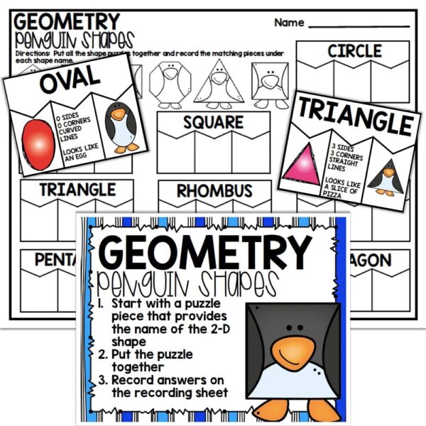 2nd Grade January Math Center - Geometry - Lucky Little Learners