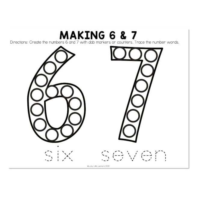 67th Day of School - 6-7 Activities - Dot Markers - Lucky Little Learners