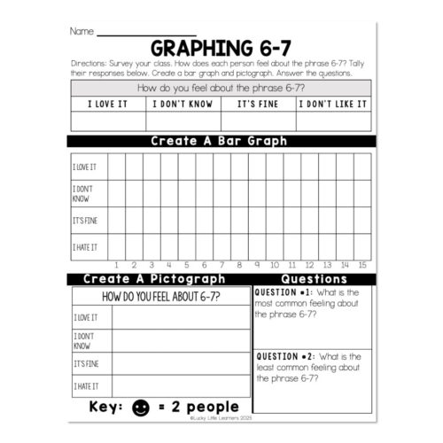 67th Day of School - 6-7 Activities - Graphing 6-7 - Lucky Little Learners