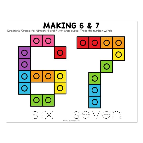 67th Day of School - 6-7 Activities - Making 6 and 7 - Snap Cubes ...