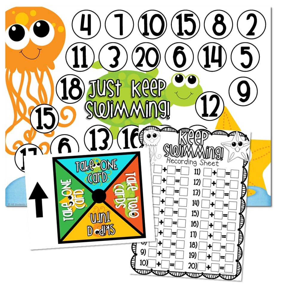 Addition Math Games - Just Keep Swimming - Lucky Little Learners