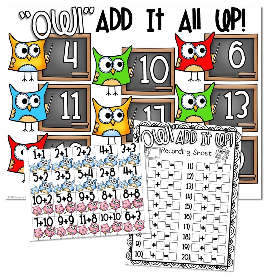Addition Math Games - Owl Add It All Up - Lucky Little Learners