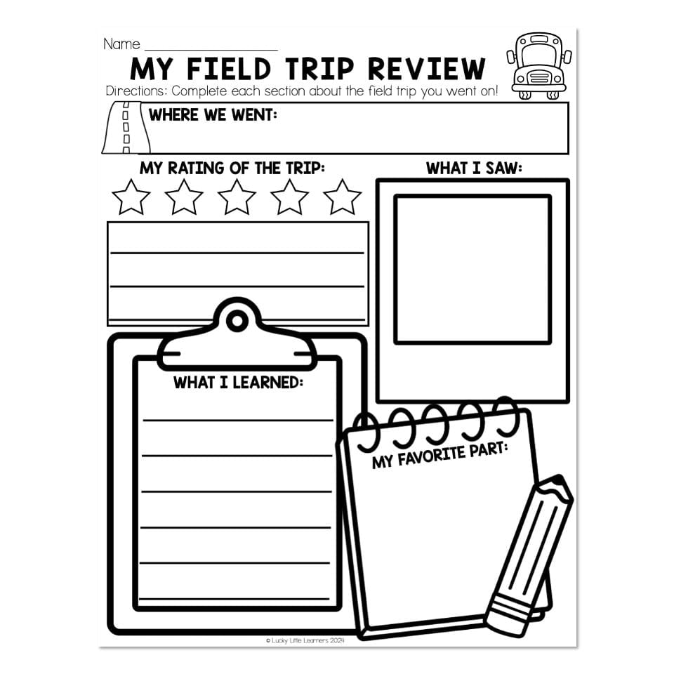 After Field Trip Worksheet - My Field Trip Review - Lucky Little Learners