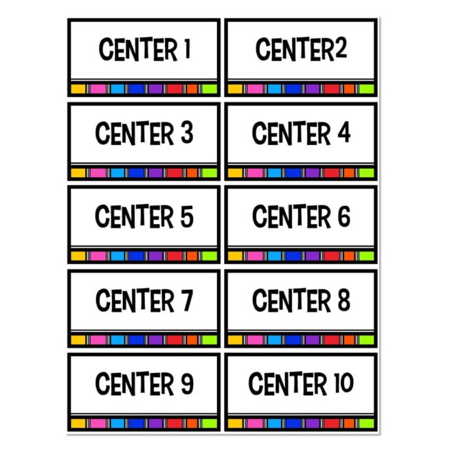 Classroom Organization Labels - Centers - Small - Lucky Little Learners