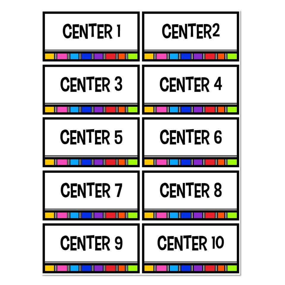 Classroom Organization Labels - Centers - Small - Lucky Little Learners