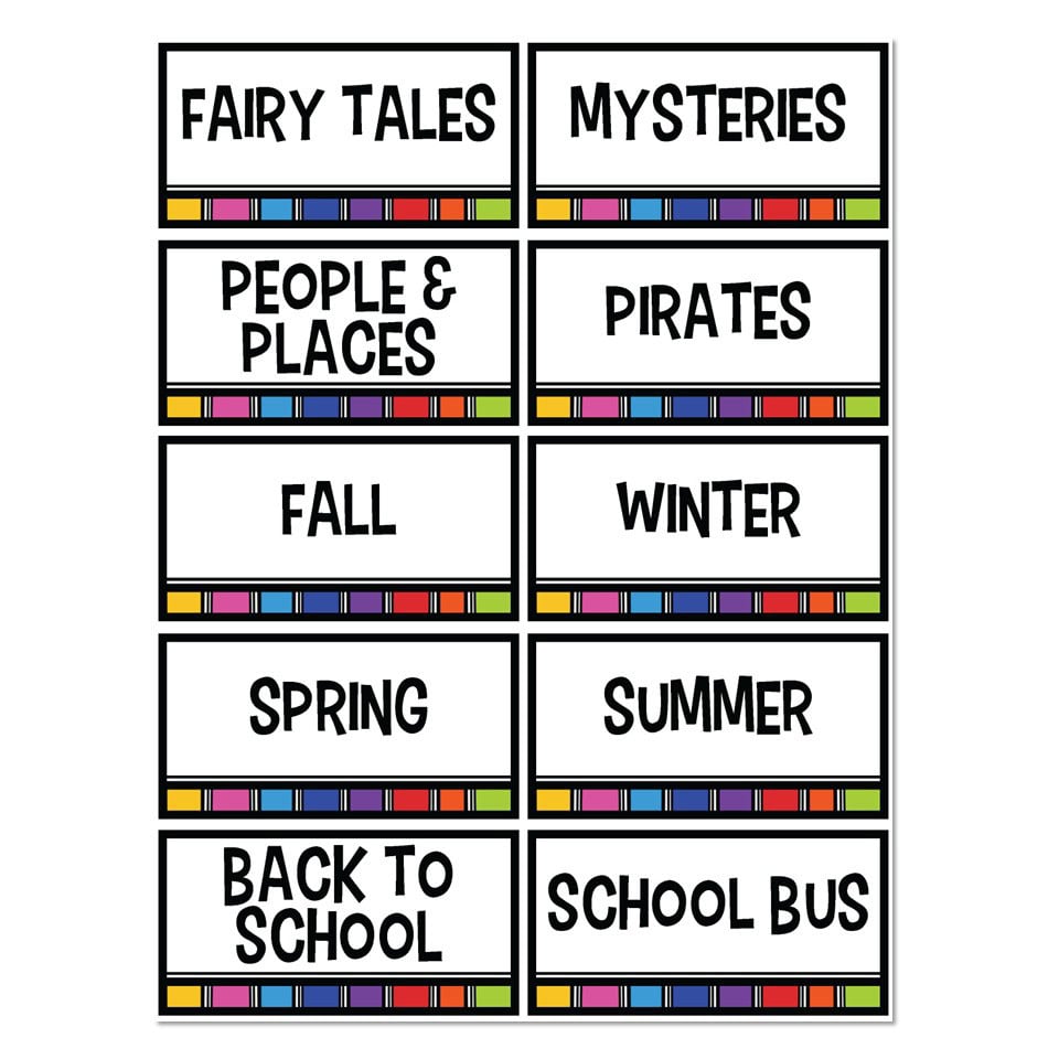 Classroom Organization Labels - Library - Small - Lucky Little Learners
