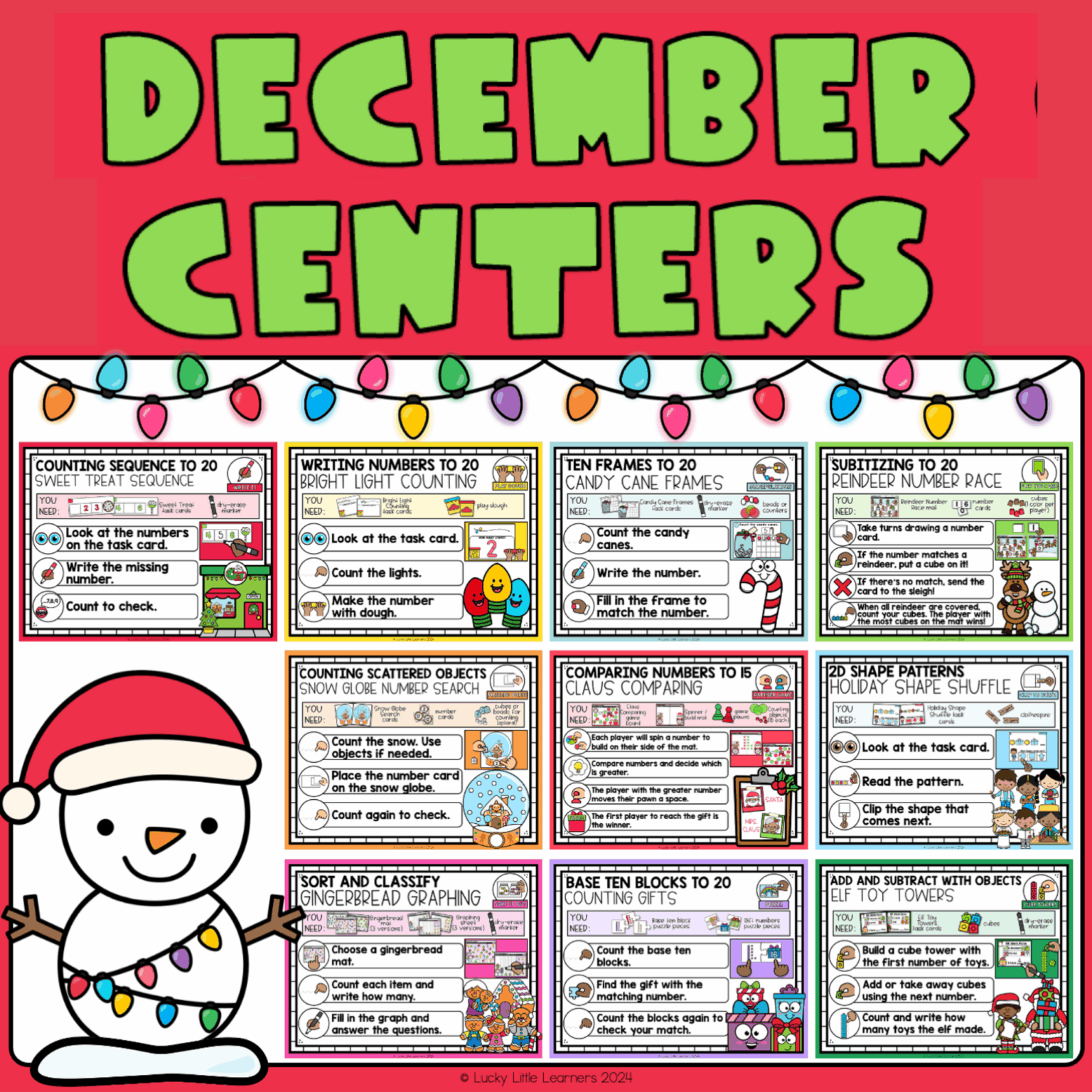 December Math Centers & Activities for Kindergarten - Lucky Little Learners