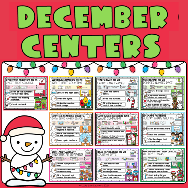 December Math Centers & Activities for Kindergarten - Lucky Little Learners