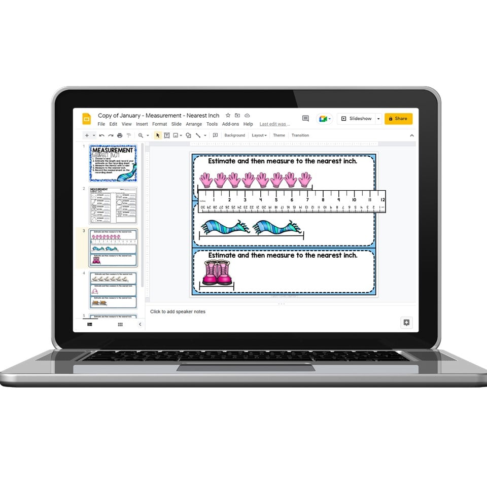 Digital - 1st Grade January Math Center - Measurement to the nearest ...