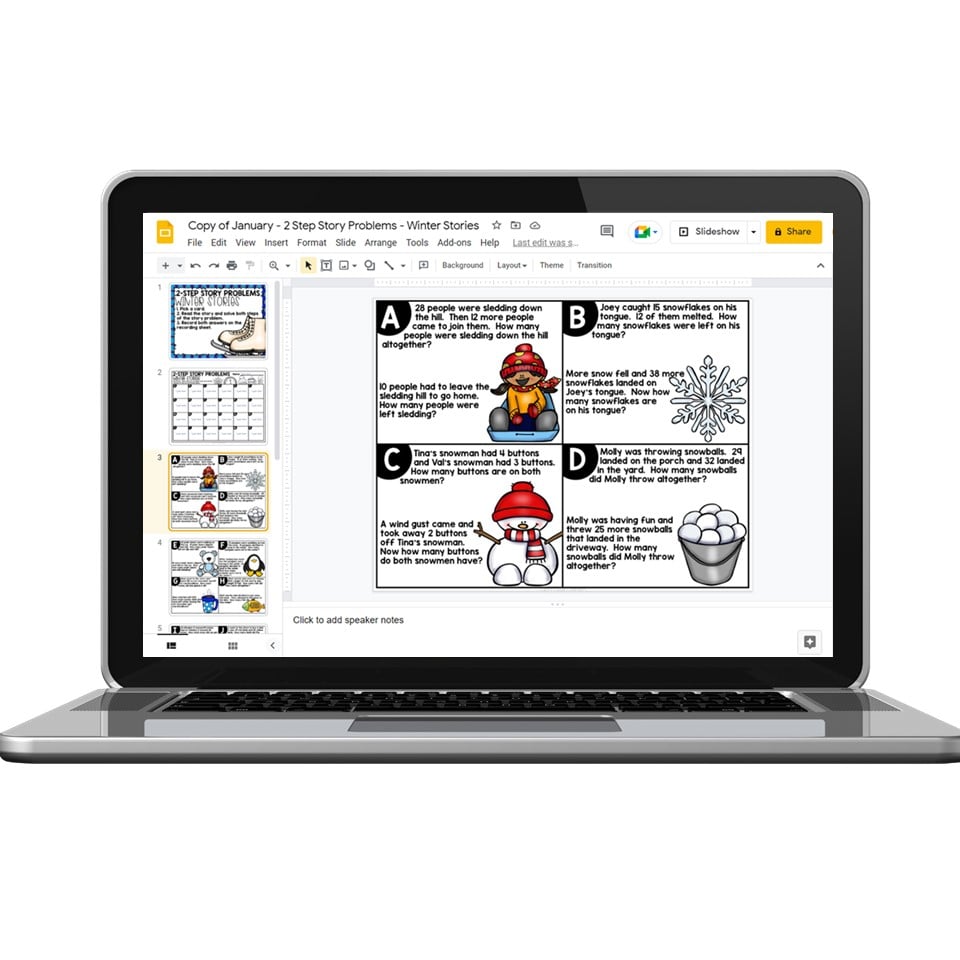Digital - 2nd Grade January Math Center - 2 Step Story Problems - Lucky ...