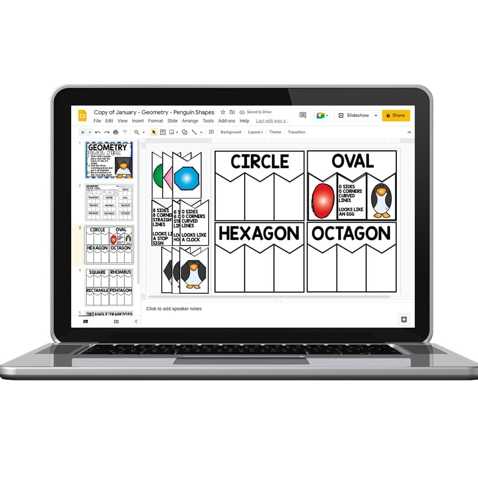 Digital - 2nd Grade January Math Center - Geometry - Lucky Little Learners