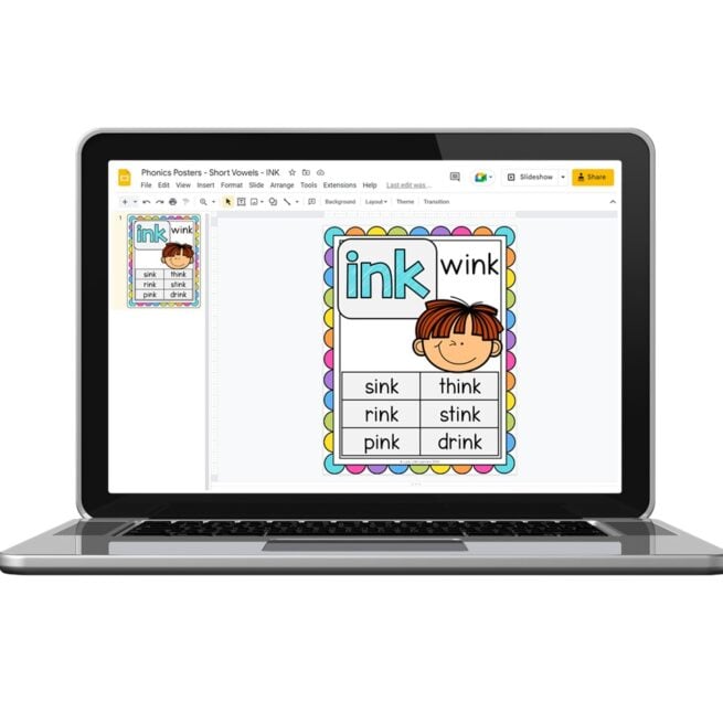 Digital Phonics Posters - Short Vowels - INK - Lucky Little Learners