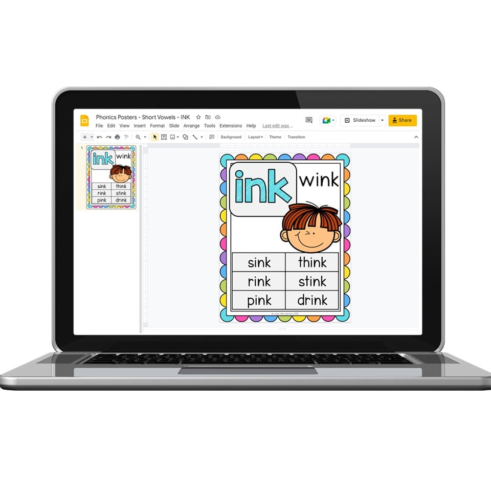 Digital Phonics Posters - Short Vowels - INK - Lucky Little Learners