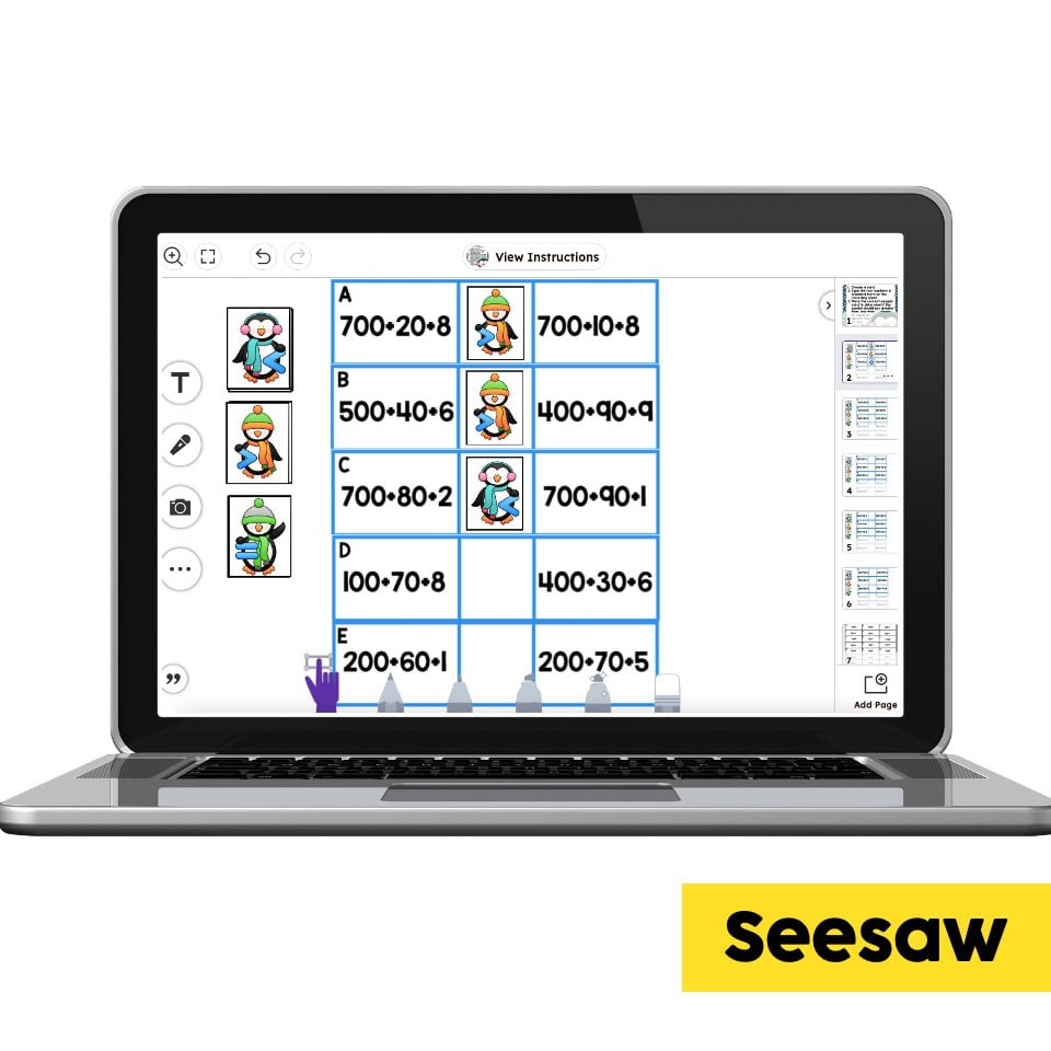 Digital Seesaw - 2nd Grade January Math Center - Expanded Form - Lucky ...