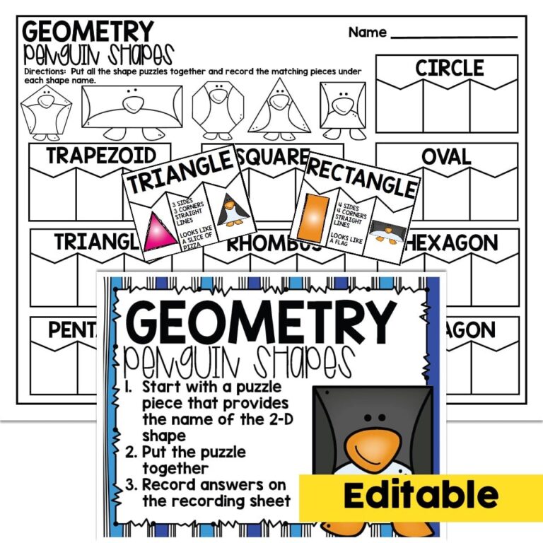 Editable - 1st Grade January Math Center - Geometry - Shapes - Lucky ...