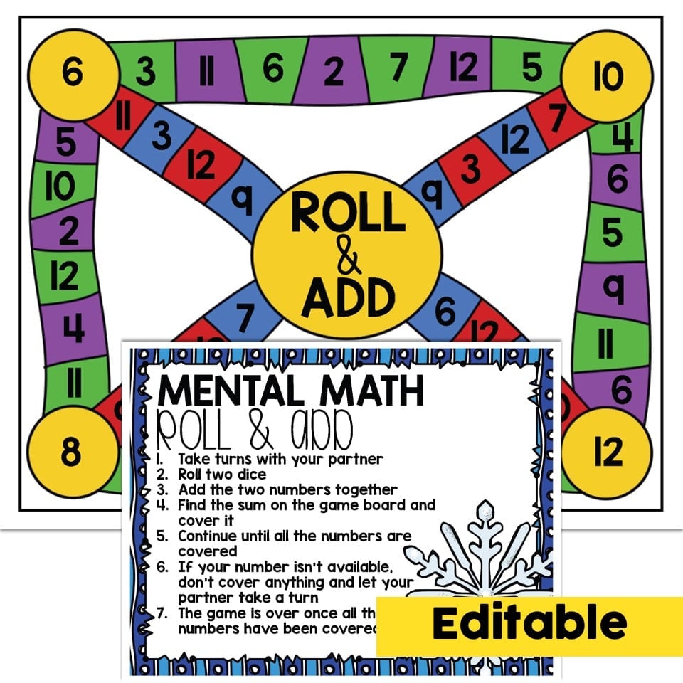 Editable - 1st Grade January Math Center - Mental Math Addition - Lucky ...