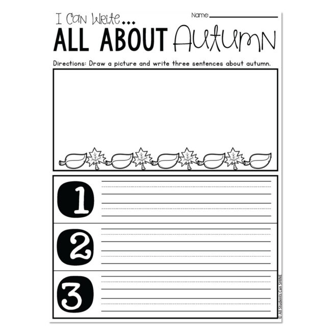 Fall Writer's Workshop - I Can Write All About Autumn - Lucky Little ...