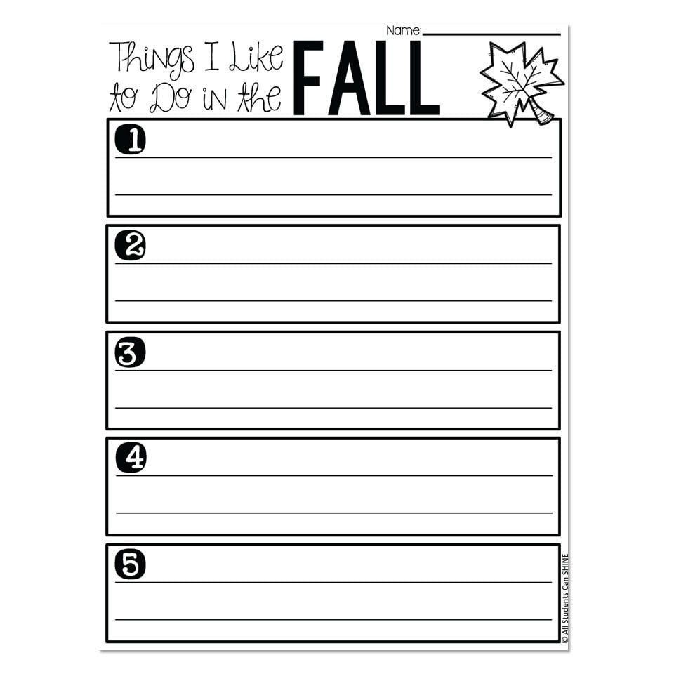 Fall Writer's Workshop - Things I Like To Do in the Fall - Lucky Little ...