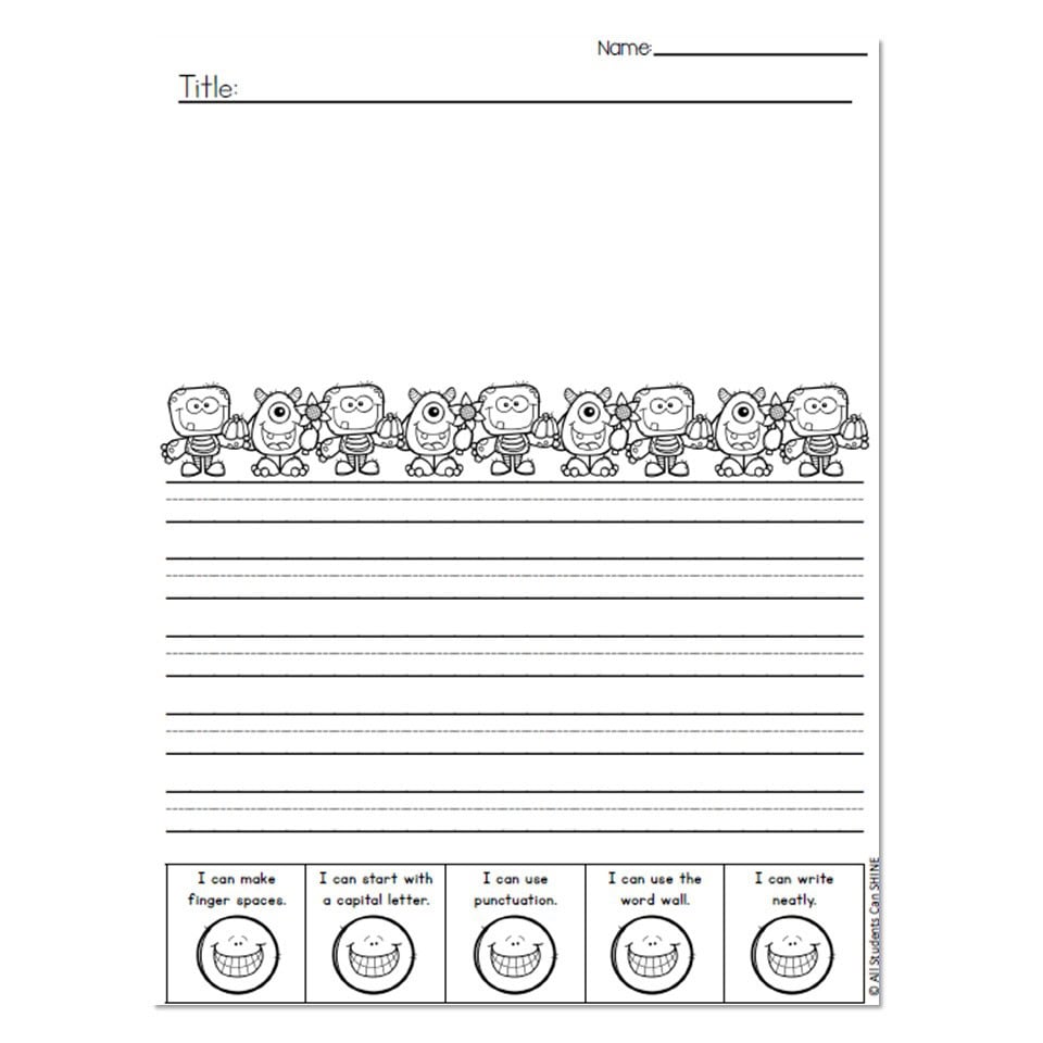 Fall Writer's Workshop - Writing Page Templates with Smile Rubric ...