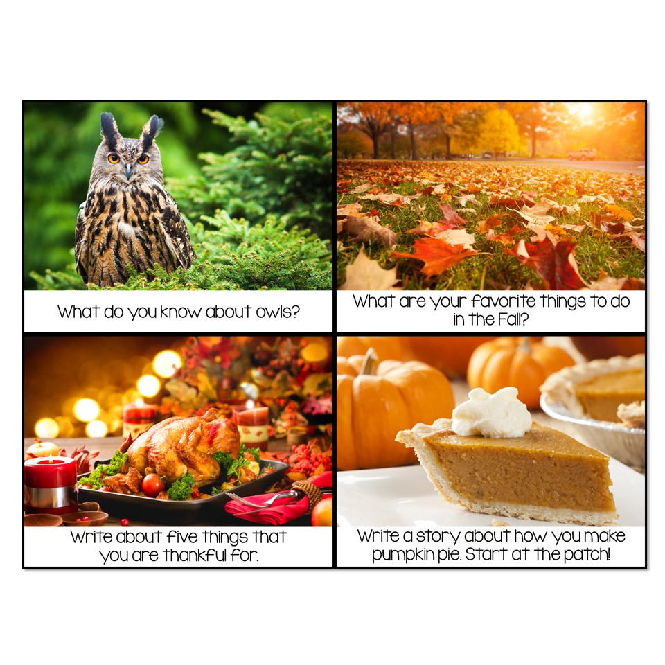 Fall Writer's Workshop - Writing Prompts - Lucky Little Learners