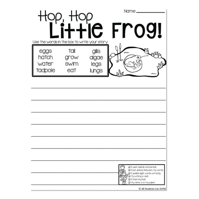 Life Cycles Unit - Writing Prompt - Frog - Lucky Little Learners