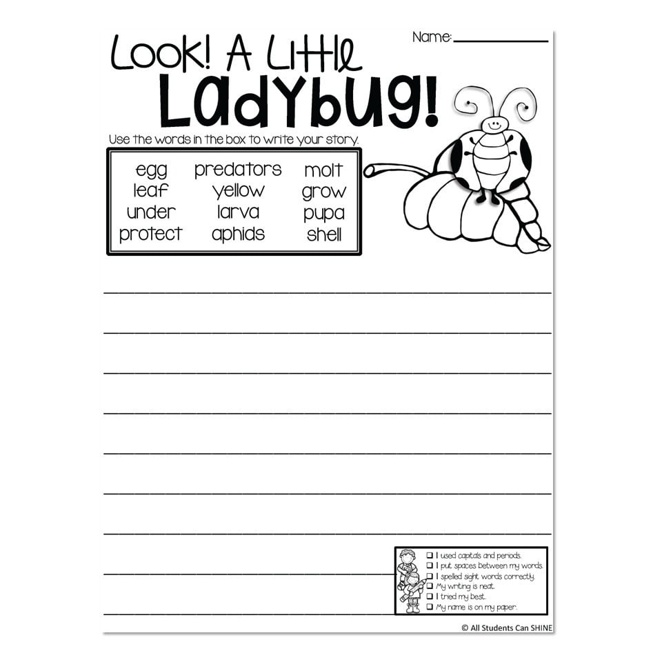 Life Cycles Unit - Writing Prompt - Ladybug - Lucky Little Learners