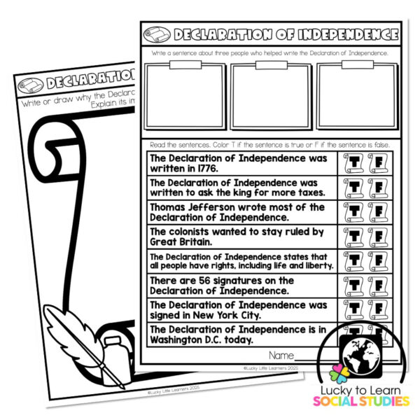 Lucky to Learn Social Studies - Declaration of Independence - One-Pager ...