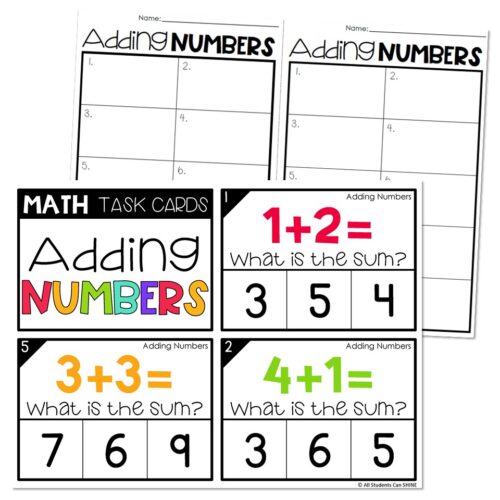 Math Task Cards - Addition - Adding Numbers - Lucky Little Learners