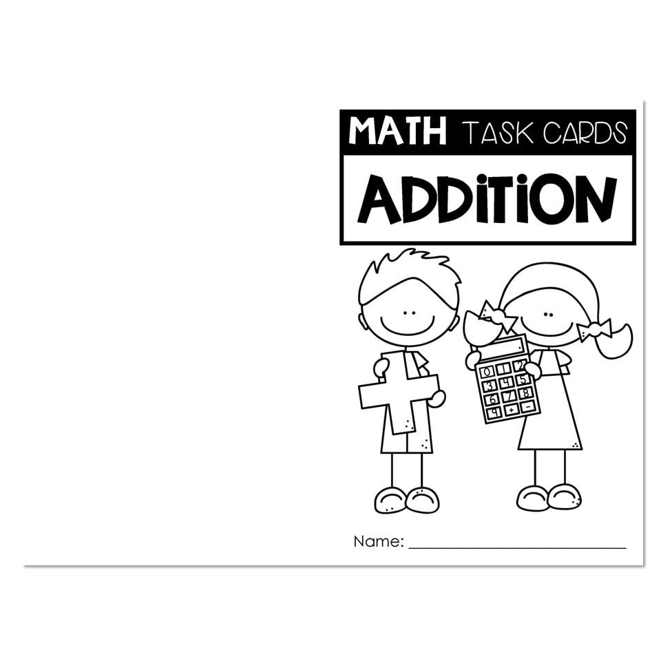 Math Task Cards - Addition - Recording Sheet Cover - Lucky Little Learners