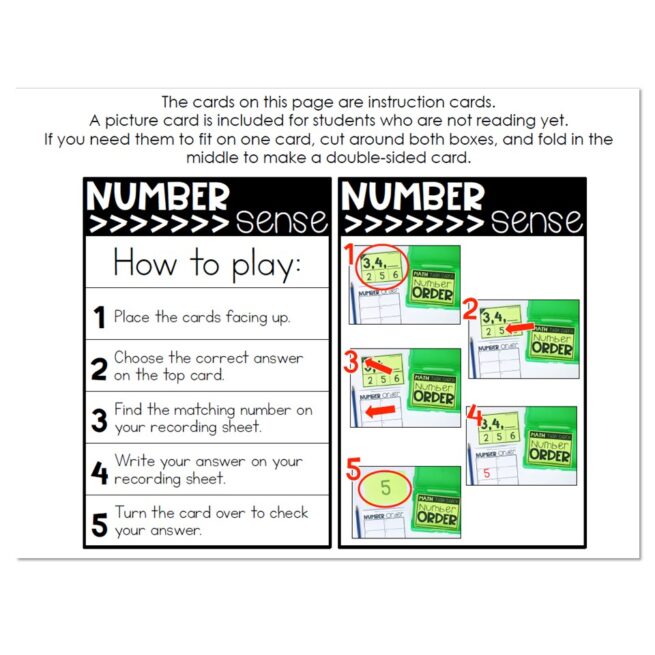 Math Task Cards - Number Sense - Instruction Card - Lucky Little Learners
