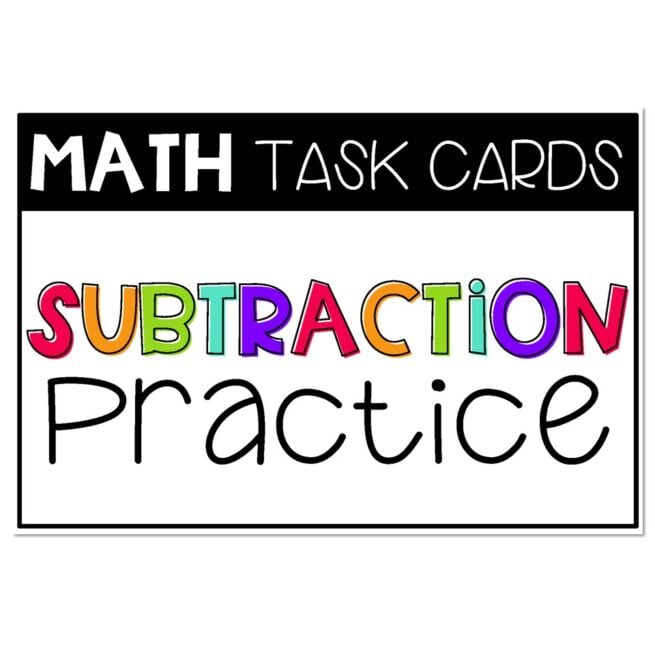 Math Task Cards - Subtraction - Label - Lucky Little Learners