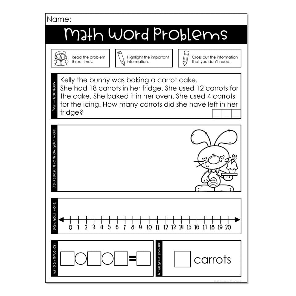 Math Story Problems - Set 2 - Three Step Subtraction - Lucky Little ...