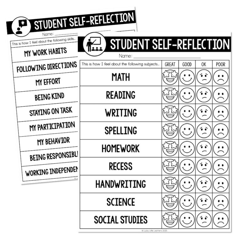 Parent Teacher Conference Forms - Student Self-Reflection - Lucky ...