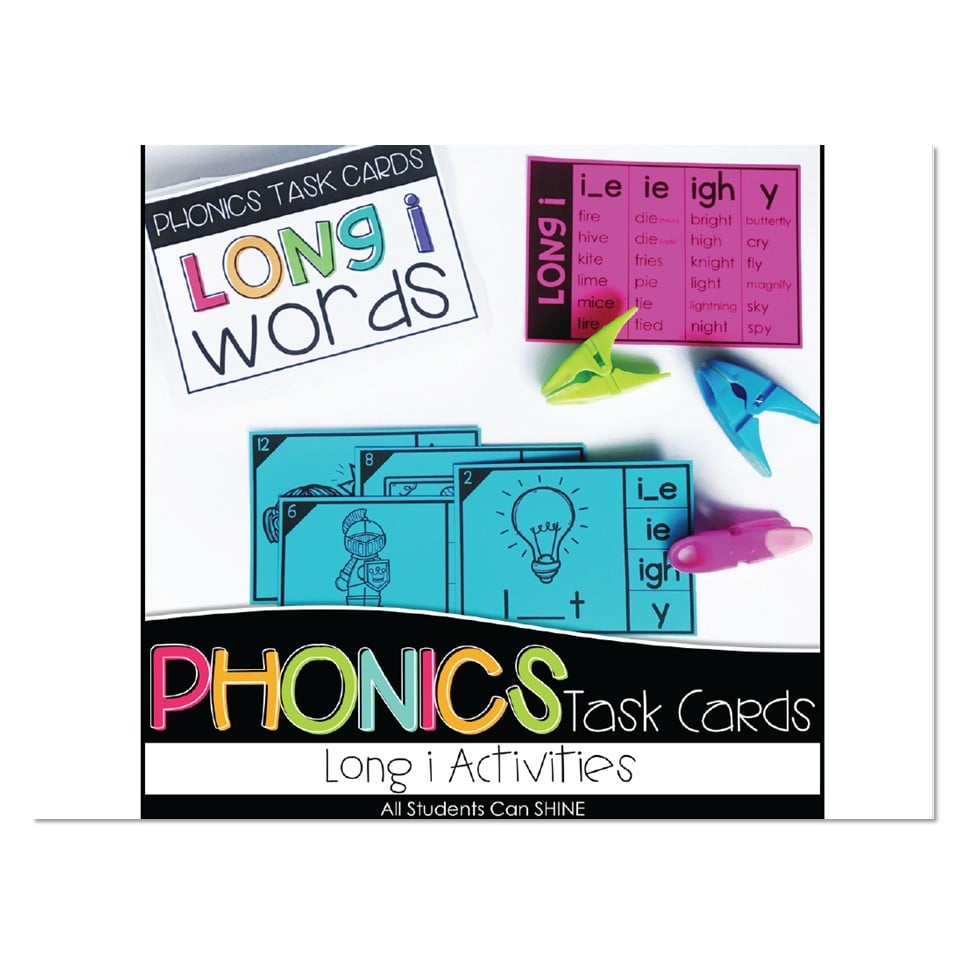 Phonics Task Cards - Long I Words - Lucky Little Learners