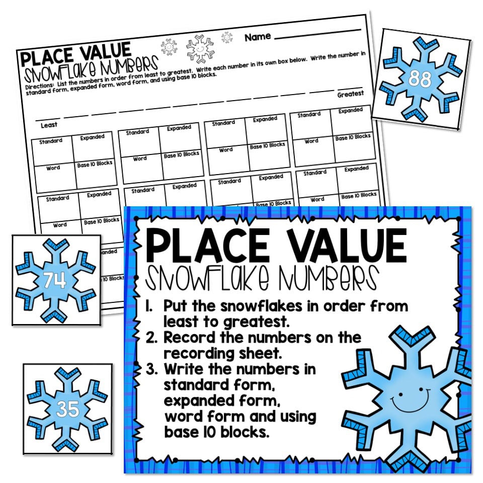 Place Value - Snowflake Numbers - First Grade - Lucky Little Learners