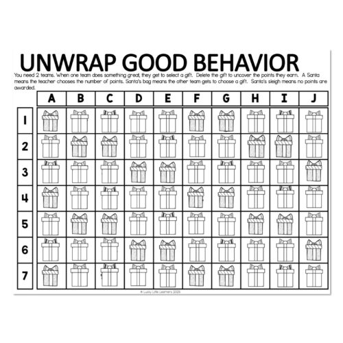 Printable December Behavior Board - Unwrap Good Behavior - Lucky Little ...