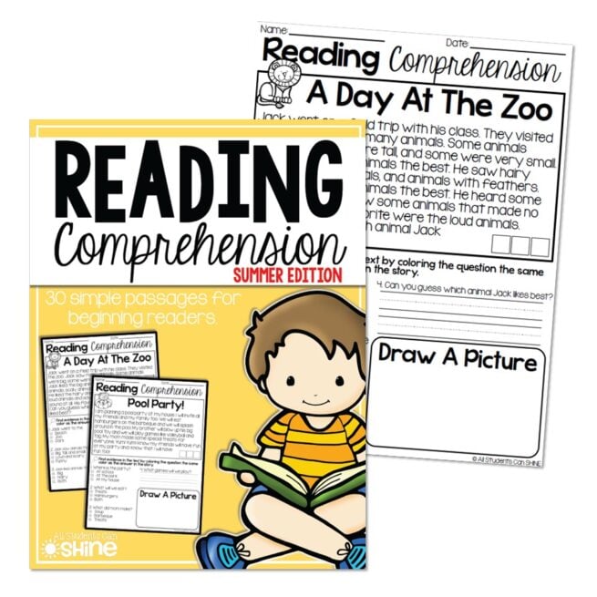 Reading Comprehension Passages and Questions - Kindergarten and 1st ...