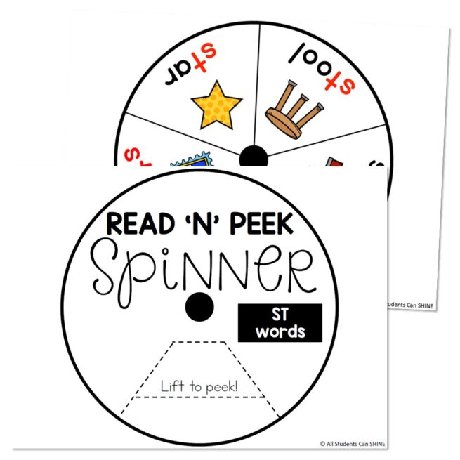 Reading and Phonics Spinners - Blends - ST - Lucky Little Learners
