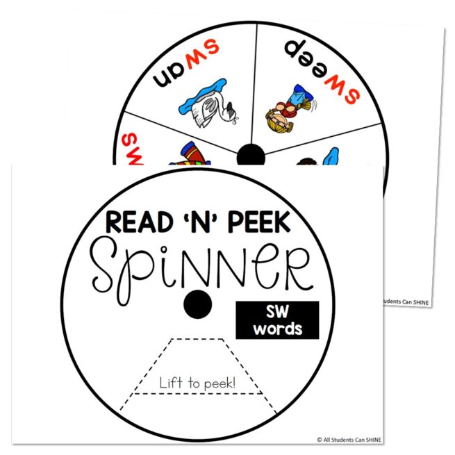 Reading and Phonics Spinners - Blends - SW - Lucky Little Learners