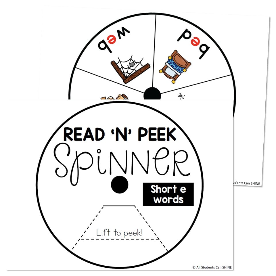 Reading and Phonics Spinners - CVC Words - Short E Words - Lucky Little ...